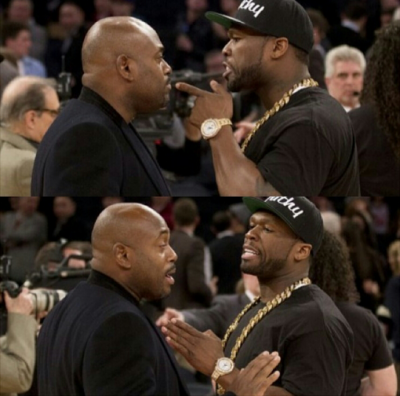 Confrontation - 50 Cent Gets In Steve Stoute's Face at Knicks Game